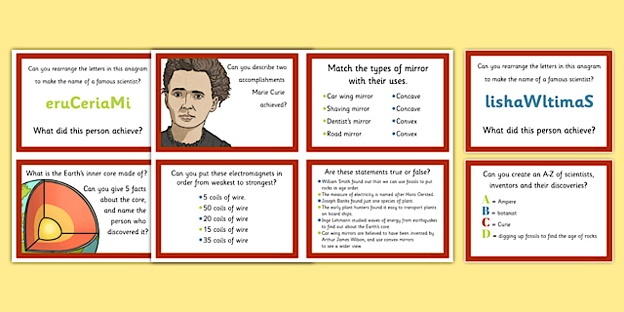 Scientists and Inventors Challenge Cards (teacher made)