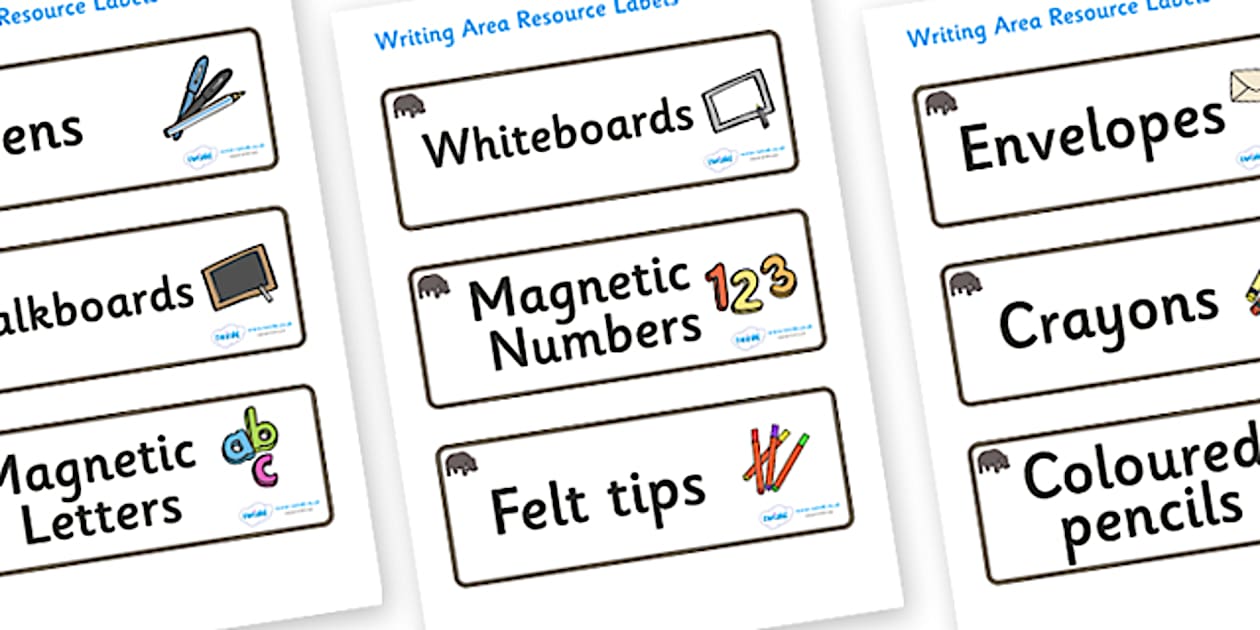 Hippo Themed Editable Writing Area Resource Labels - Twinkl