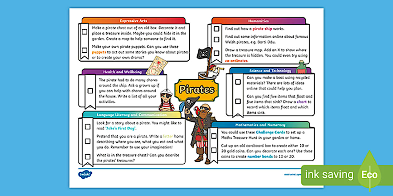 Pirates Home Learning Mat Ages 3-7 (professor feito)