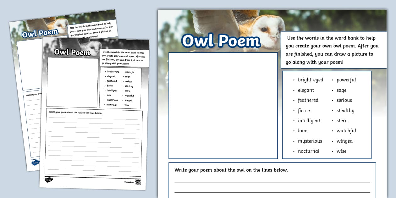 KS2 Owl Poem Writing Template (teacher made) - Twinkl