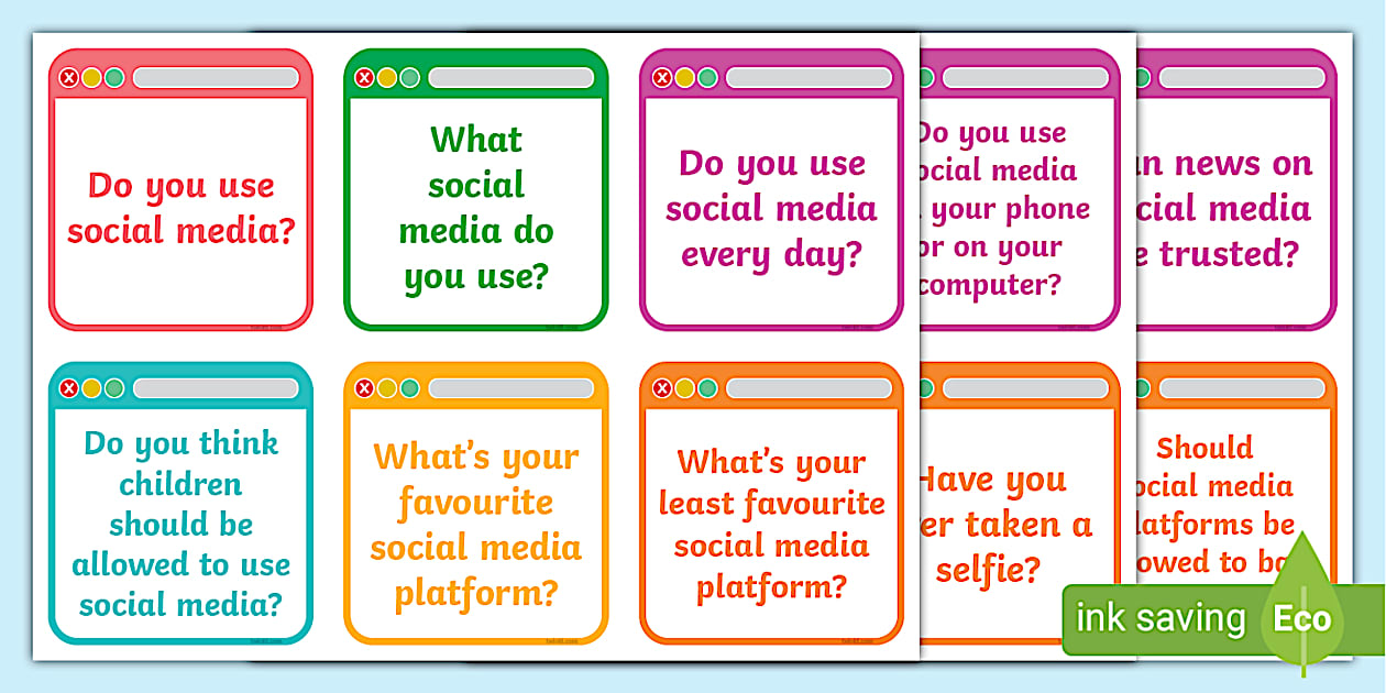 Editable ESL Social Media Question Cards - Twinkl