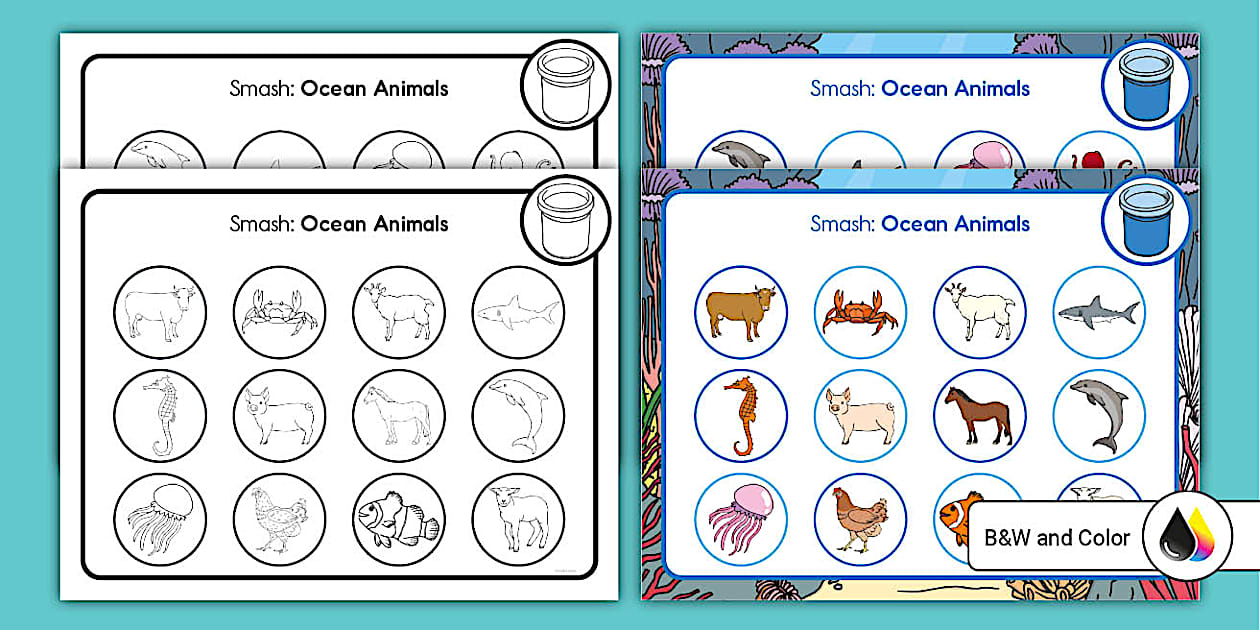 Ocean Animals Smash Mats for Kindergarten | Twinkl USA