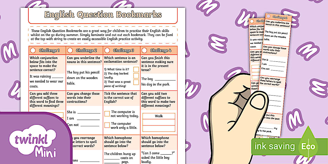 English Question Bookmark (teacher made) - Twinkl