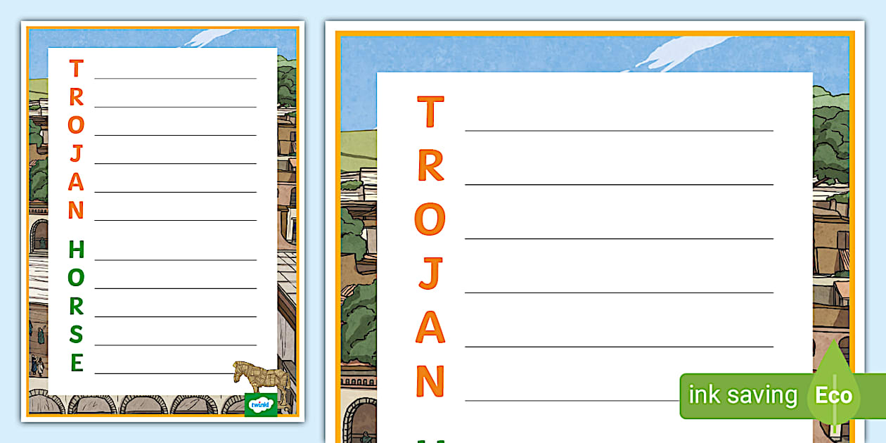 Trojan Horse Acrostic Poem Template, Trojan Horse - Twinkl