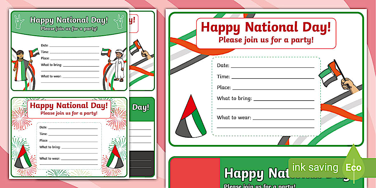 National Day Party Invitation Writing Template - Twinkl