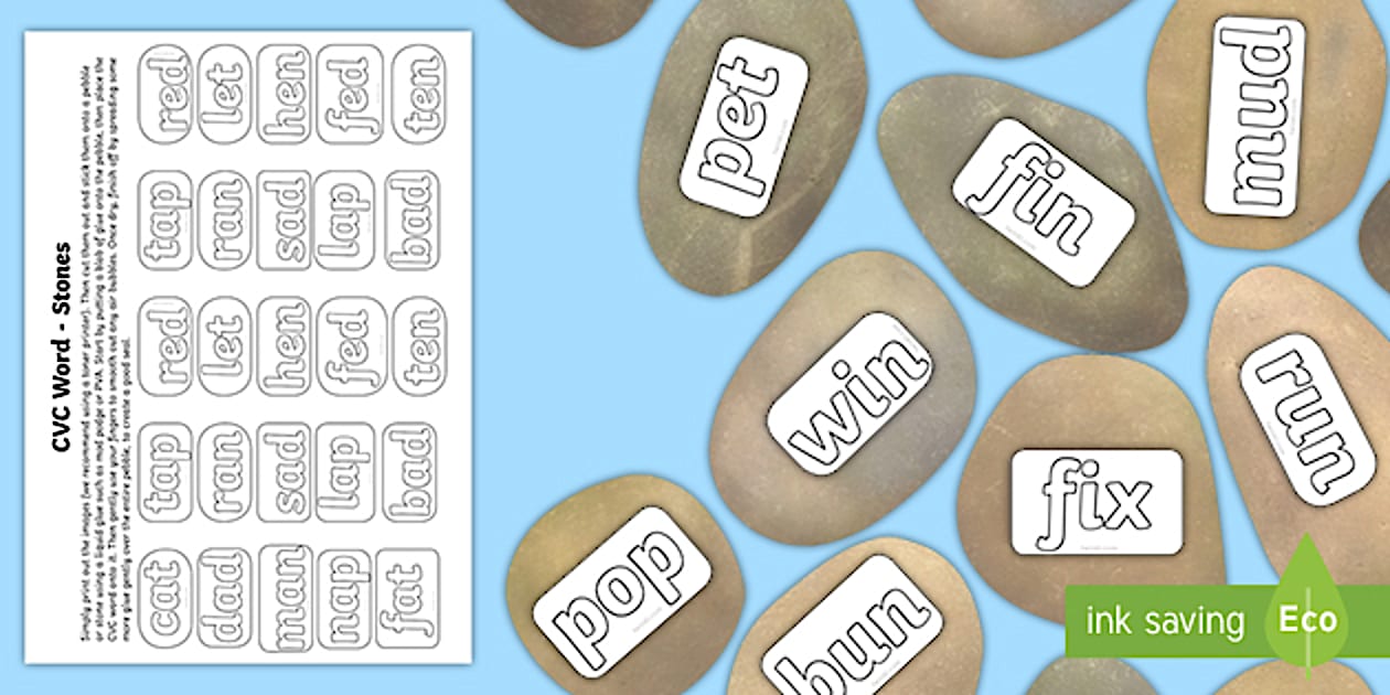 SA CVC Word and Image Stone Cut Outs Picture Cards - Twinkl