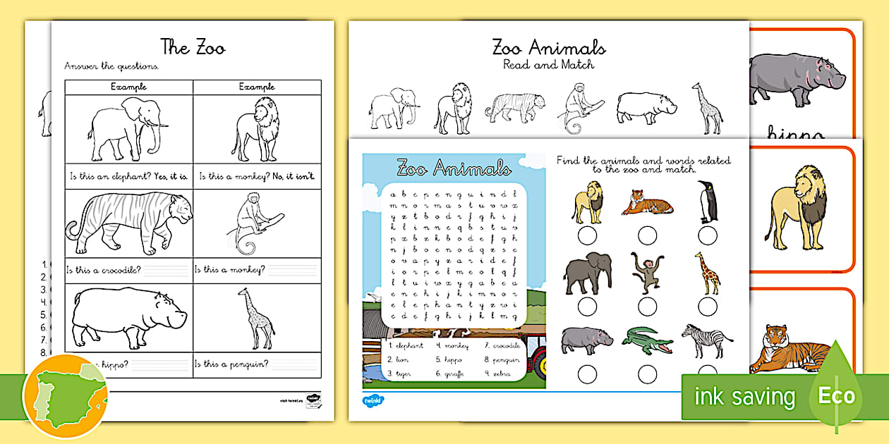 A1 Pack de recursos: Los animales del zoo en inglés