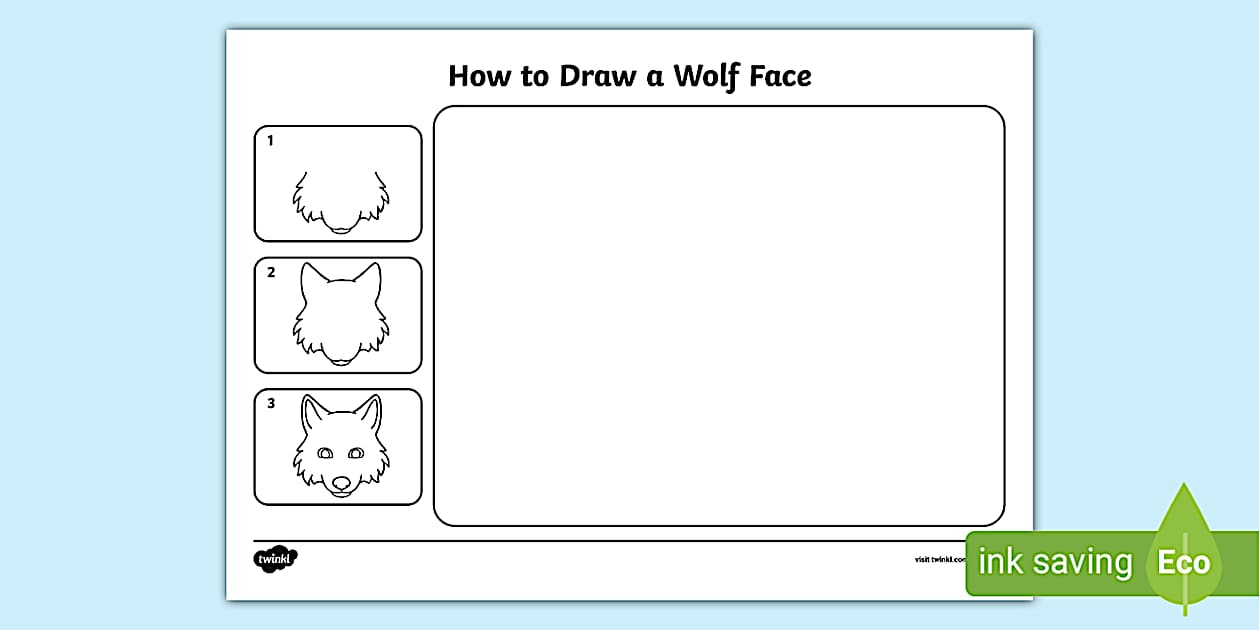 How to Draw a Wolf Face for Beginners | Twinkl | KS1 | Art