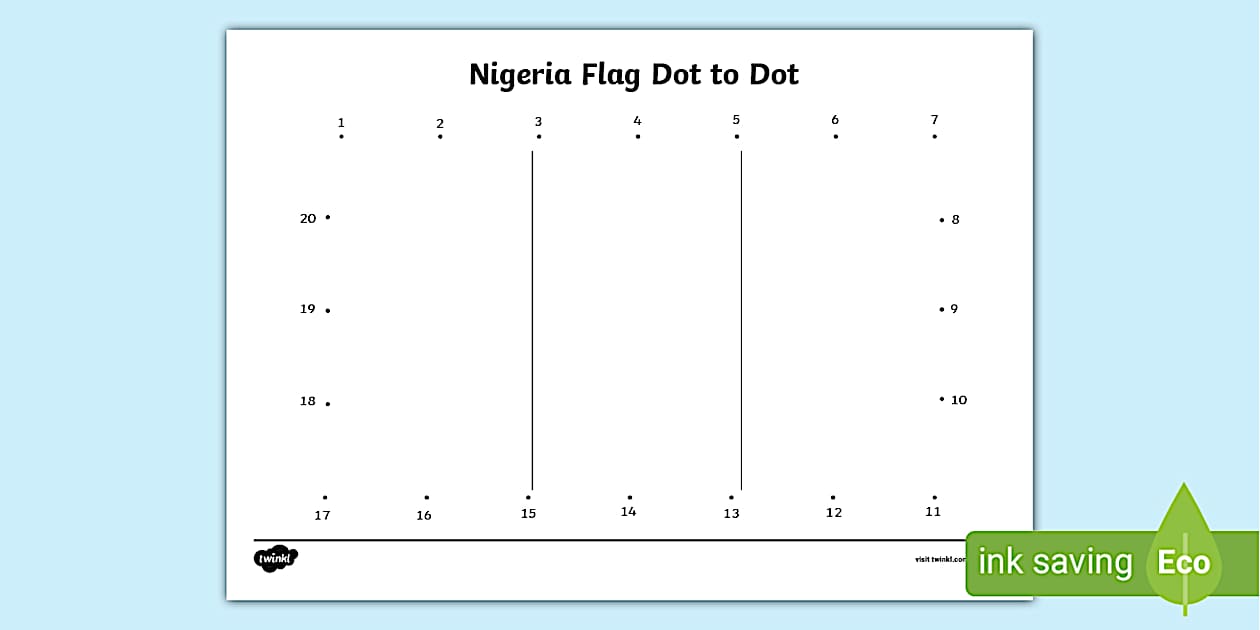Nigeria Flag Dot-to-Dot Worksheet | Twinkl | Flags | KS1