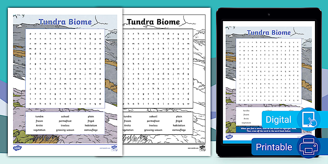 Tundra Biome Word Search - Twinkl