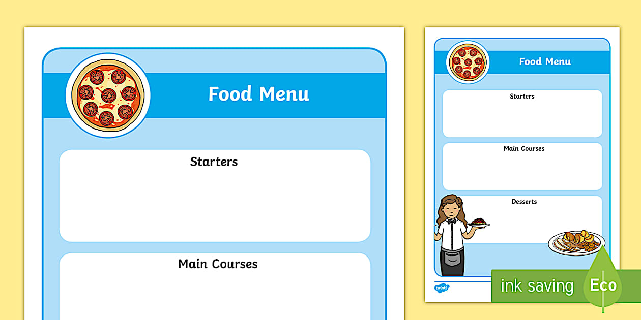 Editable Menu Writing Frames (teacher made) - Twinkl
