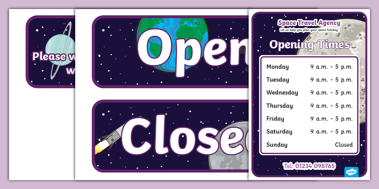 Space Travel Agent Role Play Signs (teacher made) - Twinkl