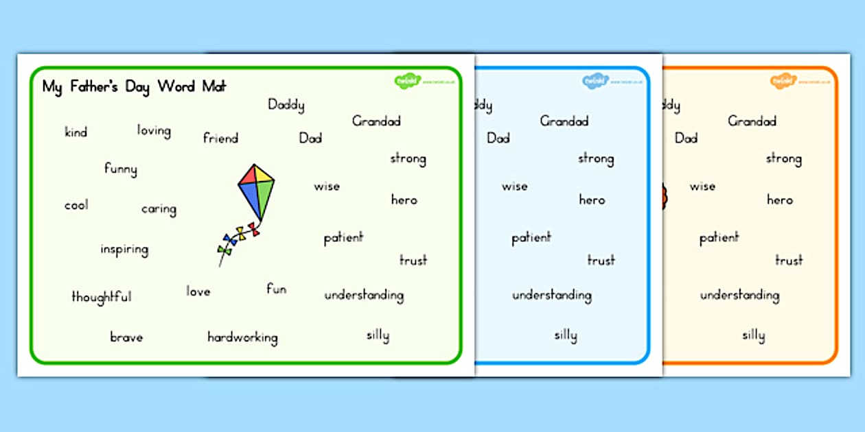 Adjectives for Fathers Word Mat | Father's Day | Twinkl