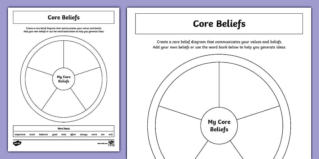 Core Beliefs Worksheet | Resource | Twinkl USA - Twinkl