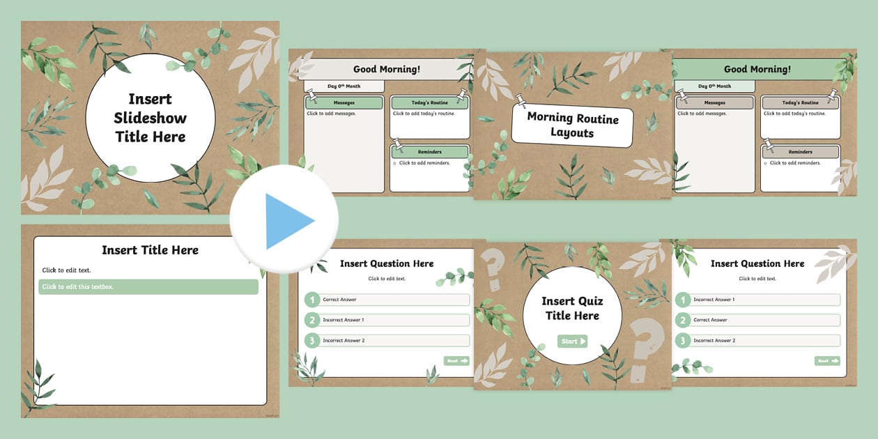 Botanical-Themed PowerPoint Template Pack - Twinkl