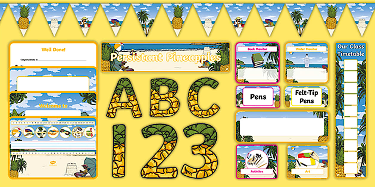 Tropical Pineapple Classroom Setup Resource Pack - Twinkl