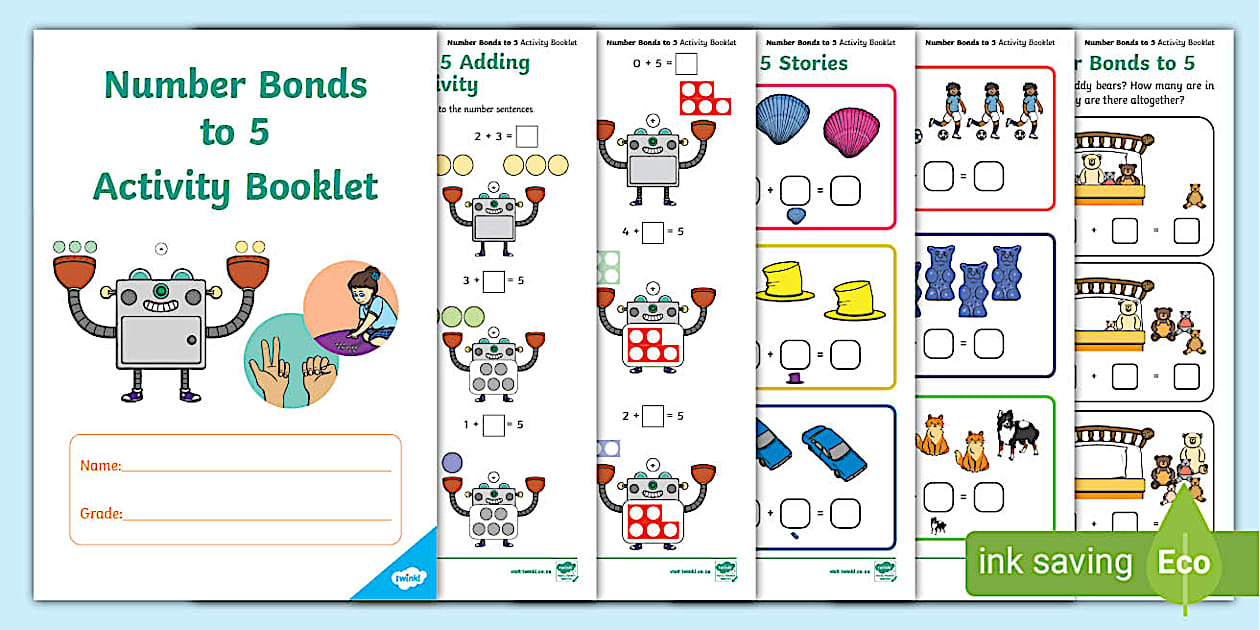 Black and White Number Bonds to 5 Booklet (teacher made)