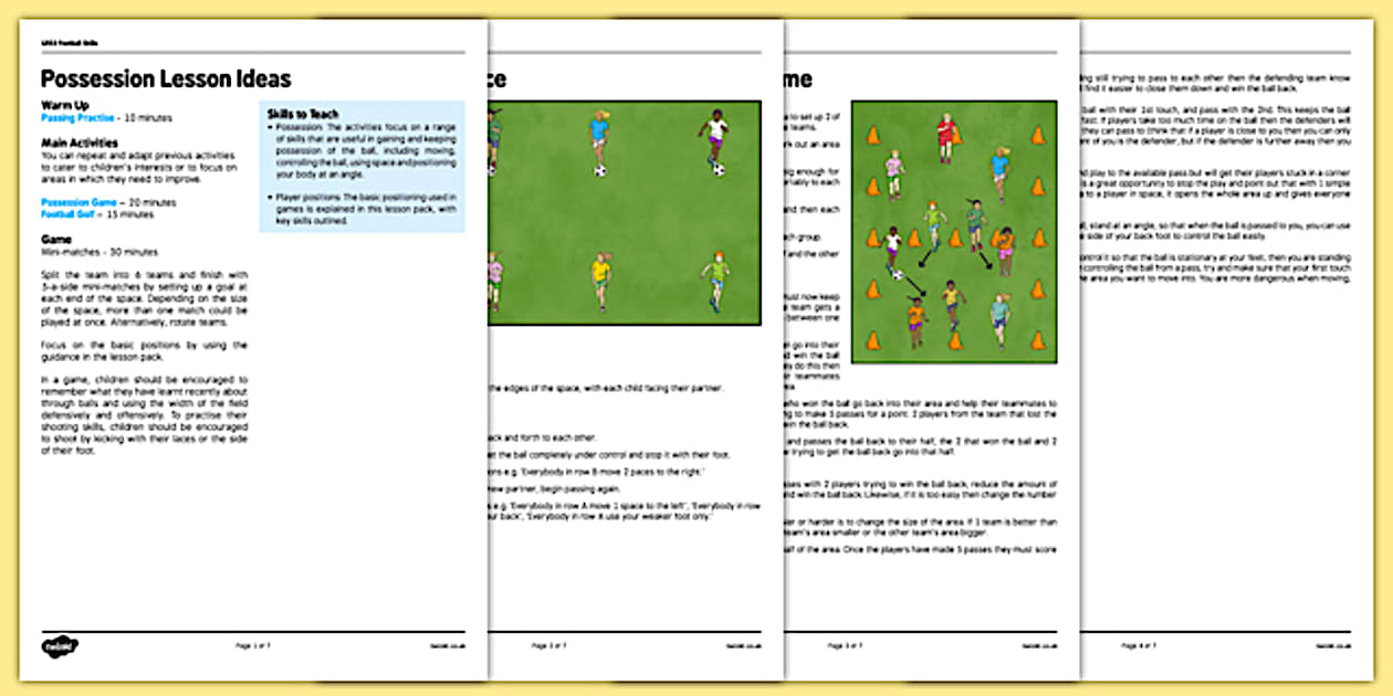 Black and White UKS2 Football Skills 6 Possession Lesson Pack