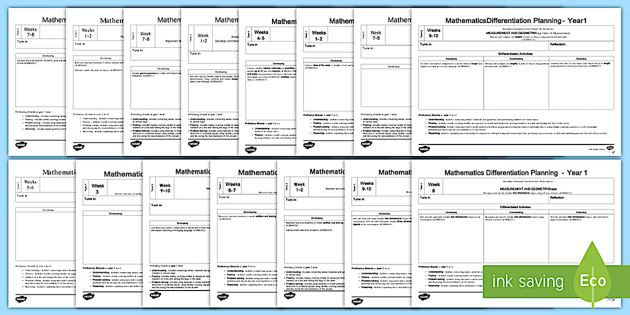 Year 1 Mathematics Planning Differentiated Resource Pack