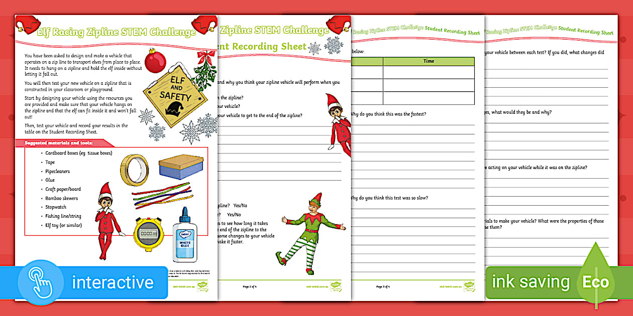 Elf Racing Zipline STEM Challenge | 3-6 Christmas STEM