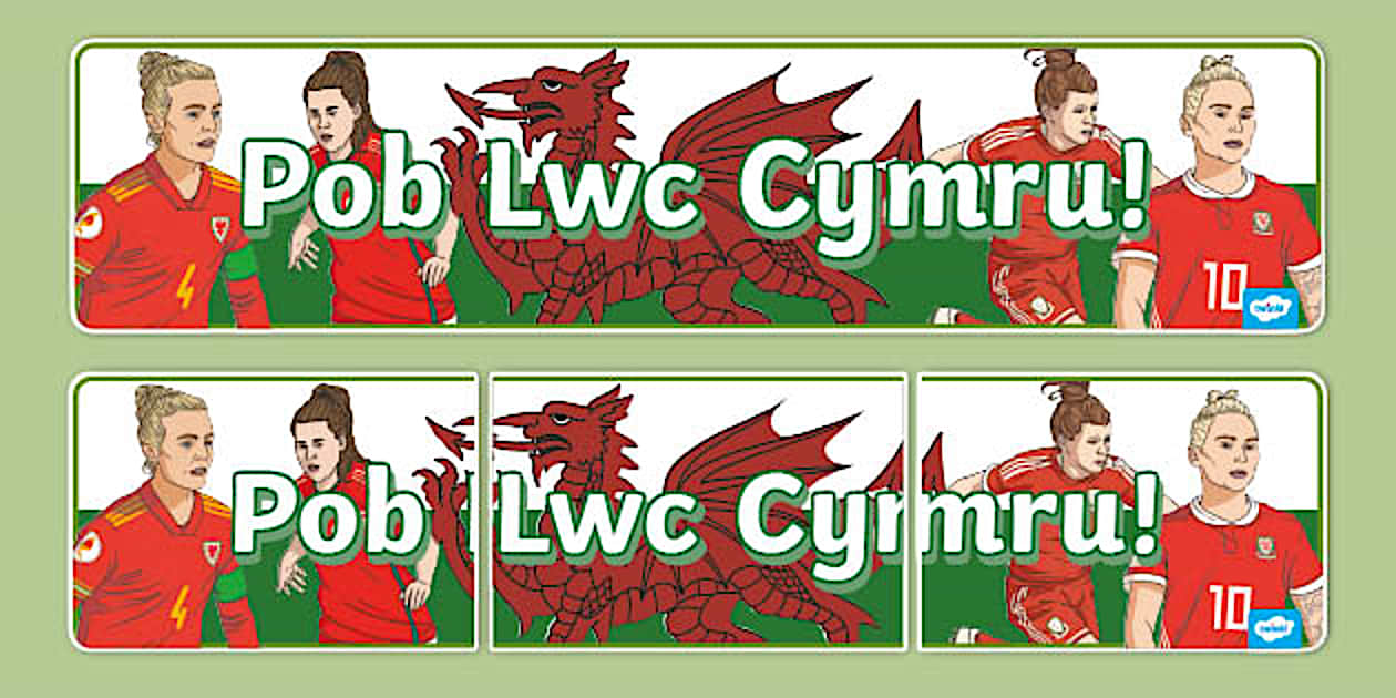 Pêl-droed Merched Cymru: Baner Pob Lwc (teacher made)