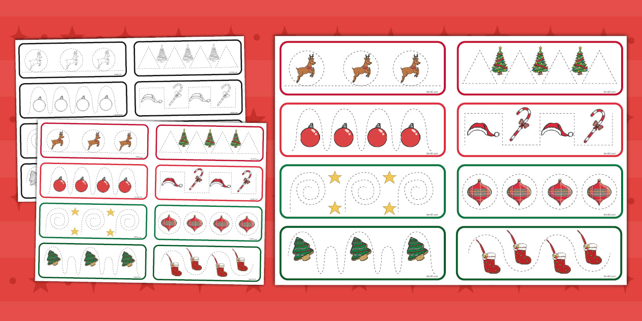 Christmas Themed Pencil Control Flashcards (teacher made)