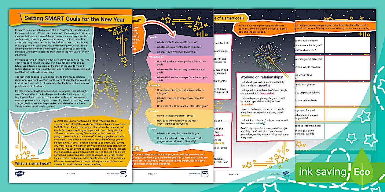 Setting Smart Goals for the New Year (teacher made) - Twinkl