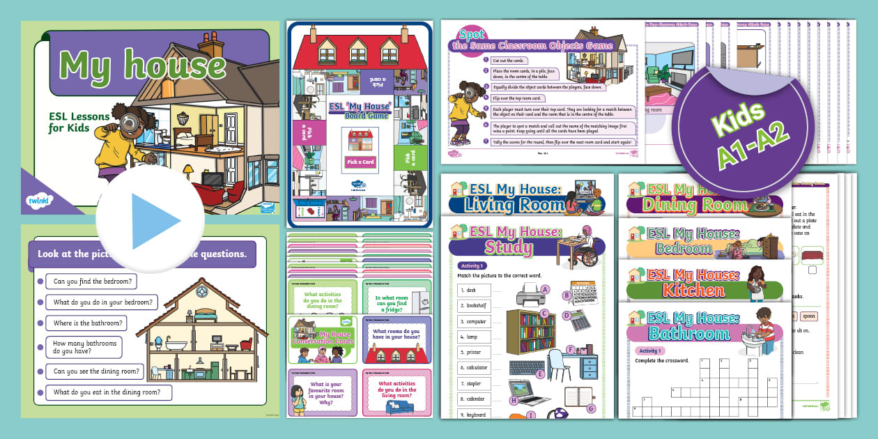 ESL 'My House' Activity Pack [Kids, A1-A2] - Twinkl