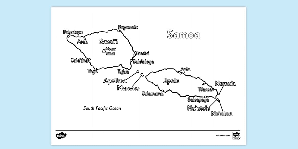 Samoa Map Black & White Colouring Sheet | Twinkl New Zealand