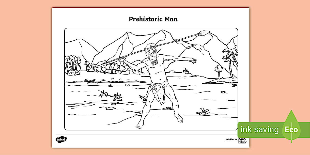 Prehistoric Man Colouring Sheet (teacher made) - Twinkl