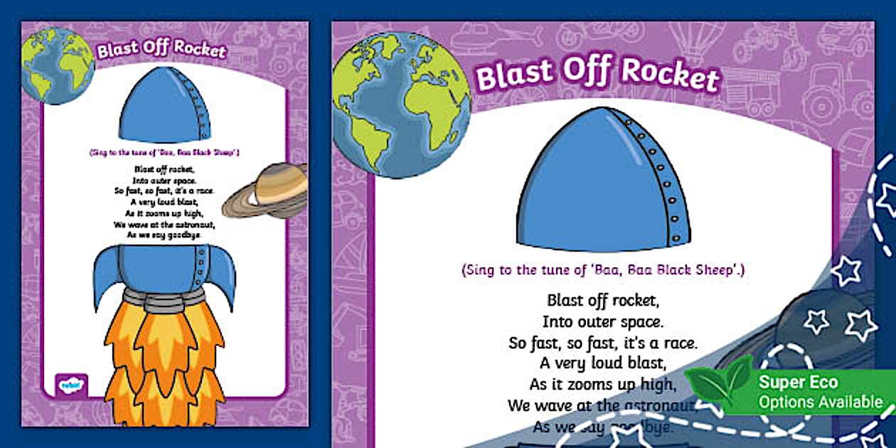 Blast Off Rocket-Themed Song Sheet | EYFS Songs and Rhymes