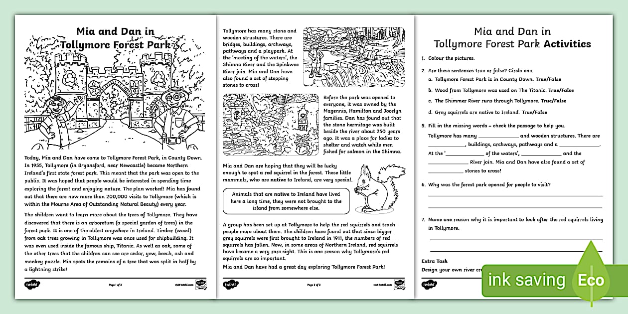 Mia and Dan in Tollymore Forest Park Activity Sheets