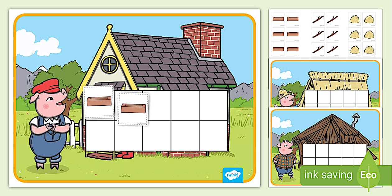 The Three Little Pigs Ten Frame and Counters Activity