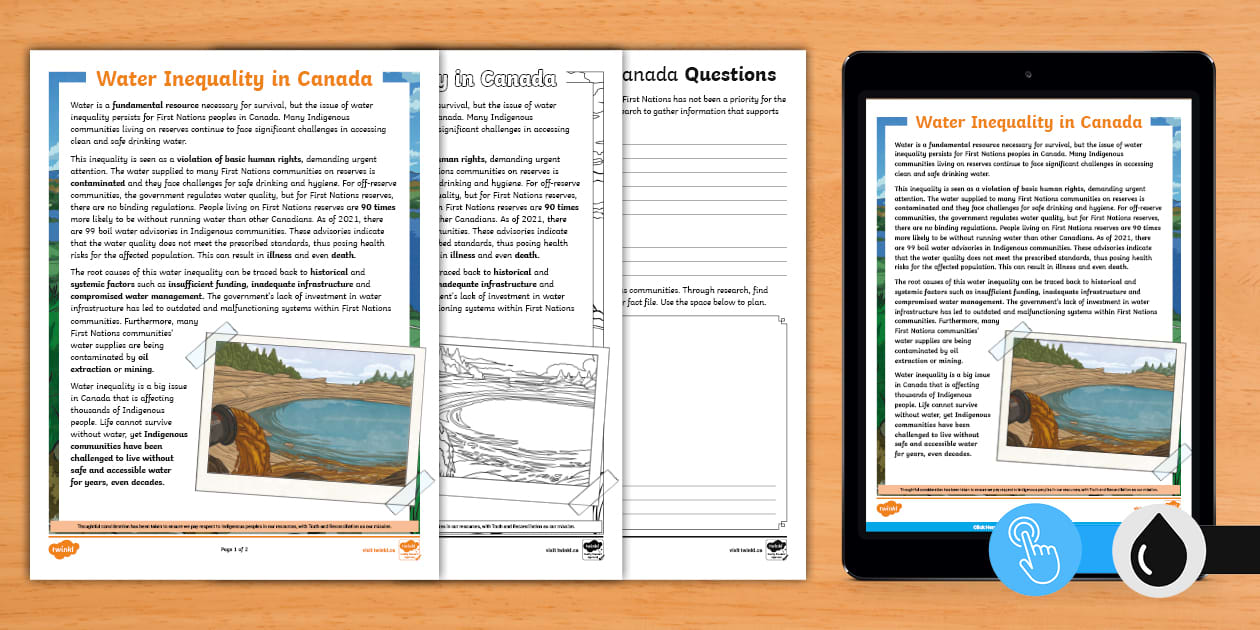 FREE! - Water Inequality in Canada Reading Comprehension