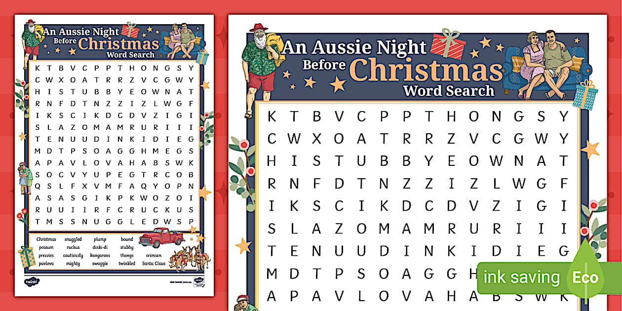 An Aussie Night Before Christmas Word Search - Twinkl
