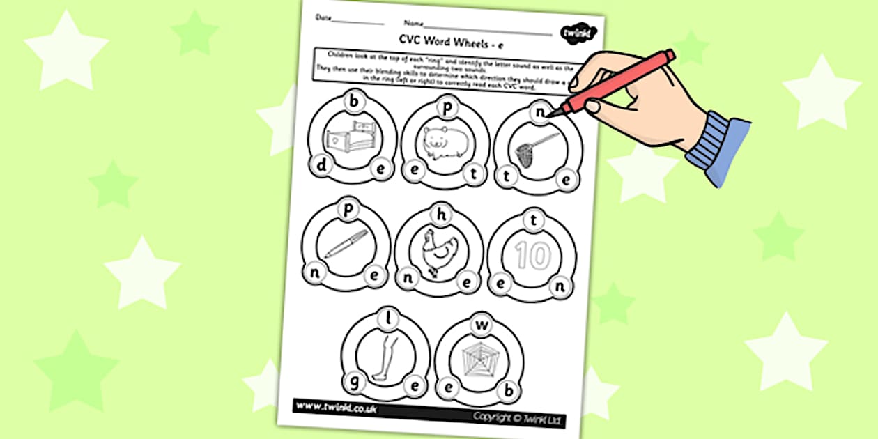 CVC Word Wheel Worksheets e