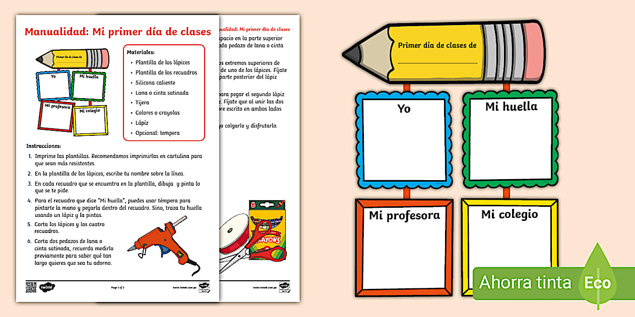Manualidad: Mi primer día de clases (teacher made) - Twinkl