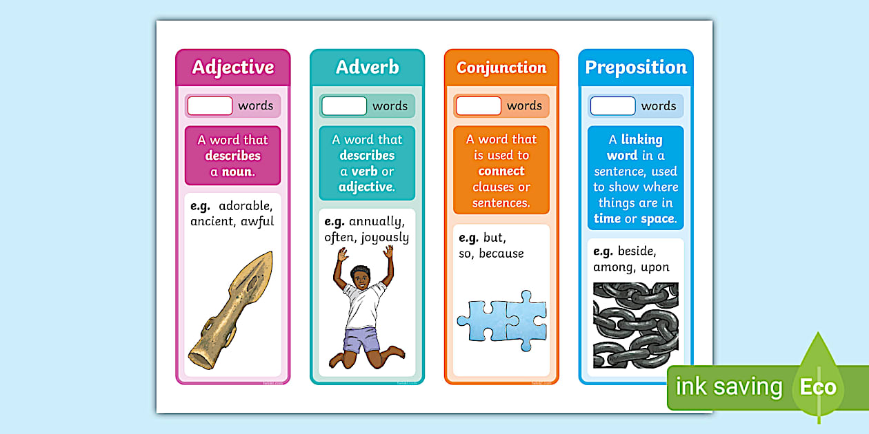 Word Classes Bookmarks (teacher made) - Twinkl