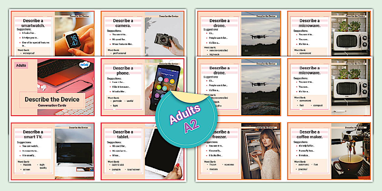 ESL Describe the Device Cards [Adults, A2] (Teacher-Made)