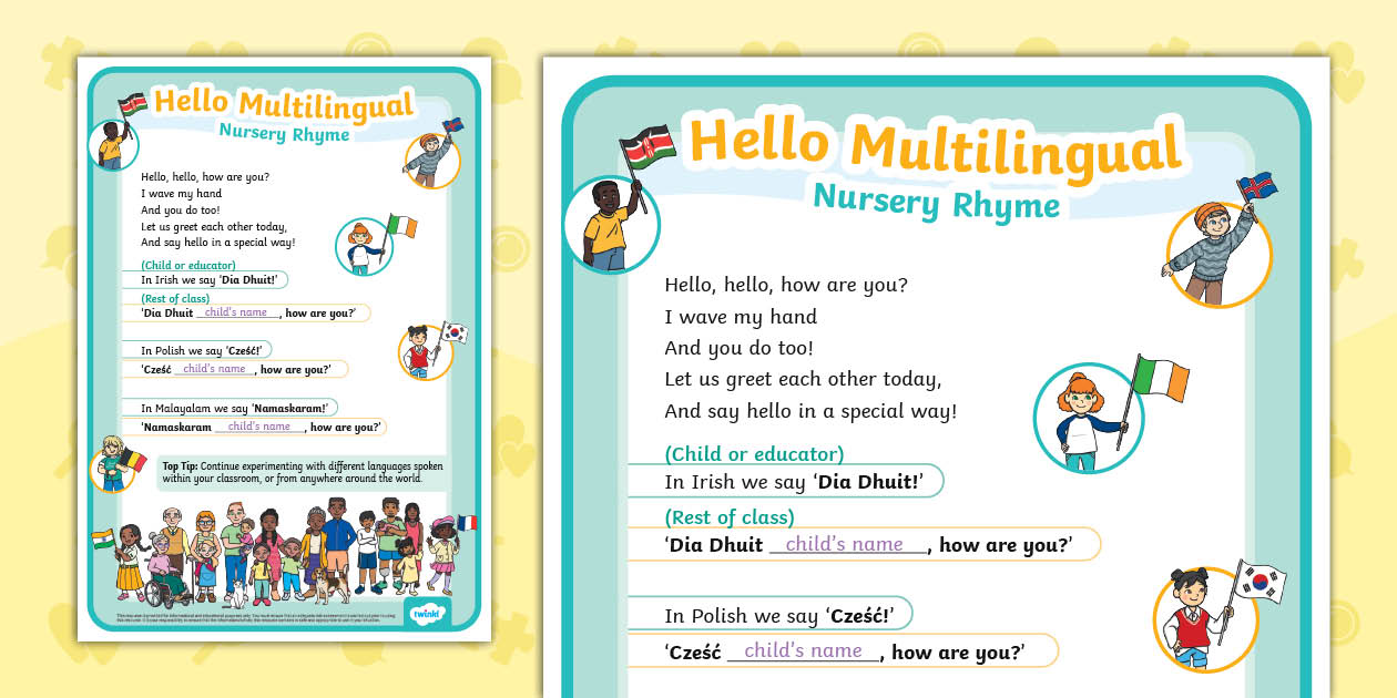 Hello Multilingual Nursery Rhyme - Song for Kids - Twinkl