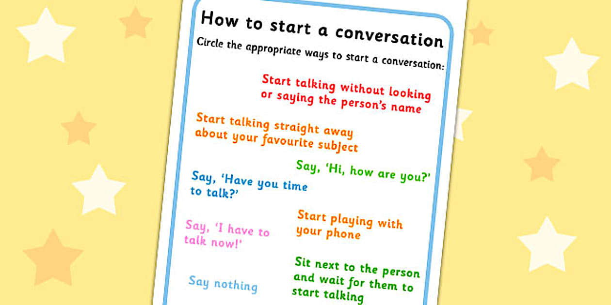 How To Start A Conversation Worksheet - conversation starters