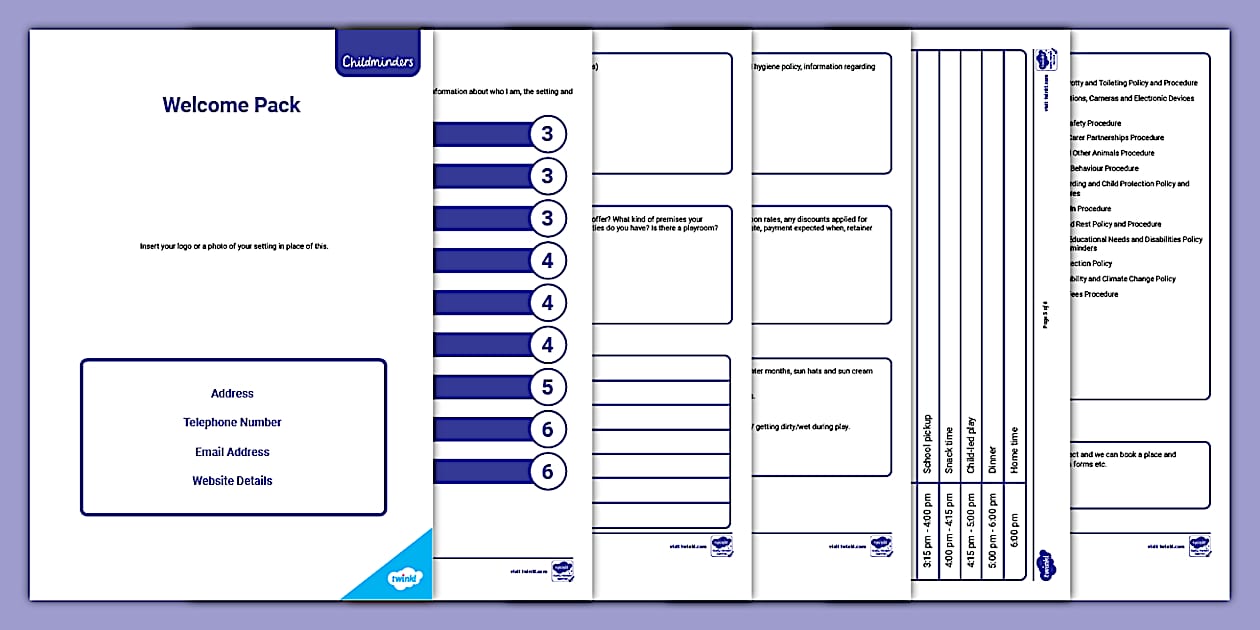 Childminder Welcome Booklet | Twinkl (teacher made) - Twinkl