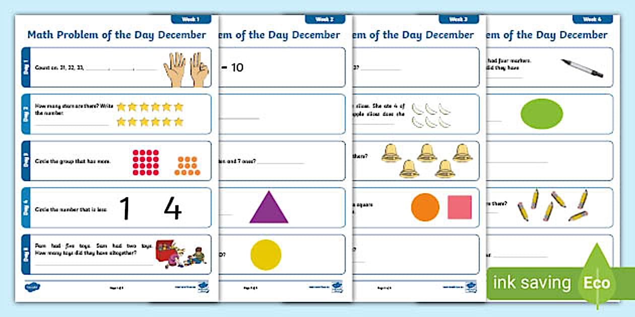 Daily Maths Practise Grade 1 | Problem of the Day: December