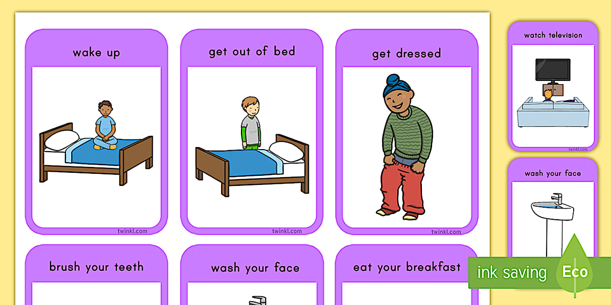 Daily Routine Boys Cards (teacher made) - Twinkl