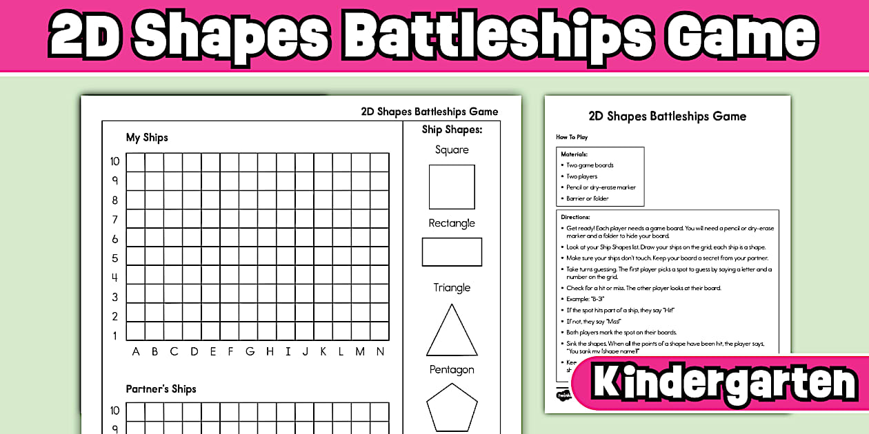 Kindergarten Battleship Shapes Game - 2D Shapes | Twinkl