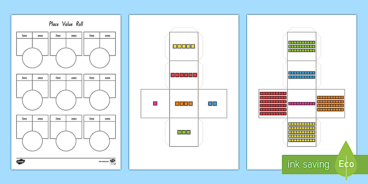 Place Value Dice Net and Worksheet / Worksheet - Twinkl