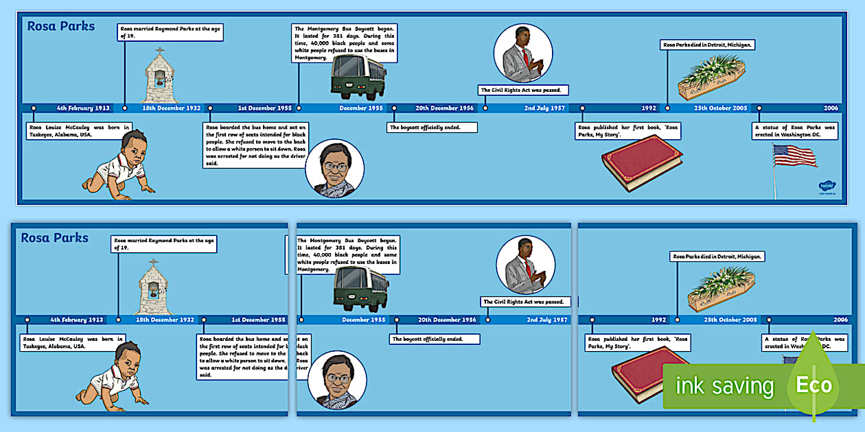 Rosa Parks Display Timeline (teacher made) - Twinkl
