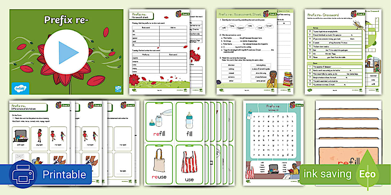 Grade 3 Prefix re- Phonics Pack (teacher made) - Twinkl
