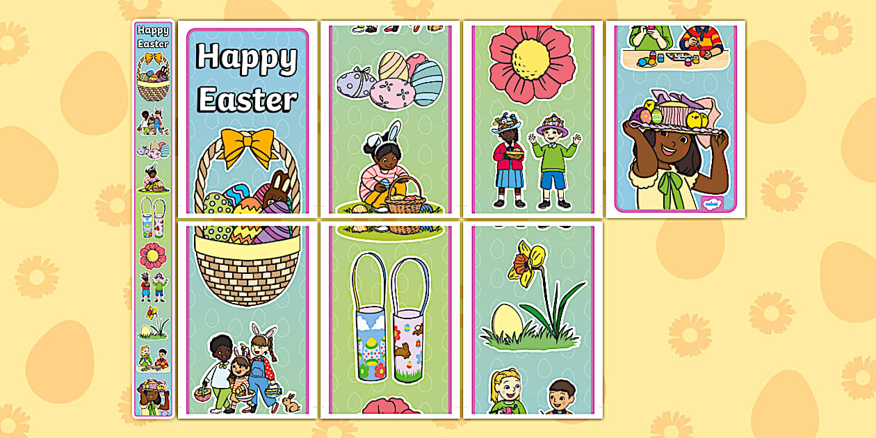 Happy Easter Vertical Door Display Banner - Twinkl