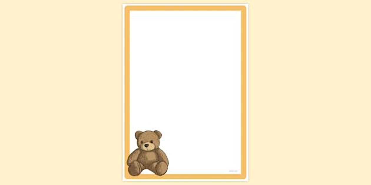 Simple Blank Teddy Bear Page Border | Page Borders | Twinkl